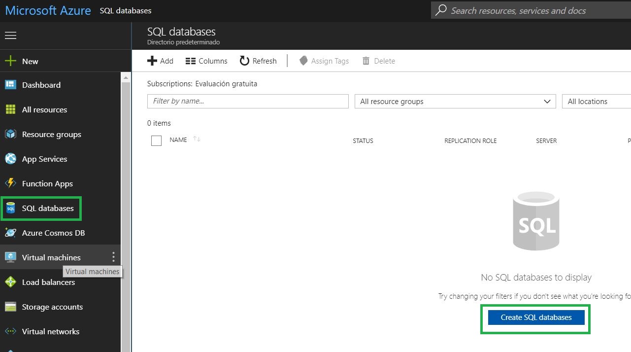 Crear una base de datos en SQL en Azure – Azurebrains